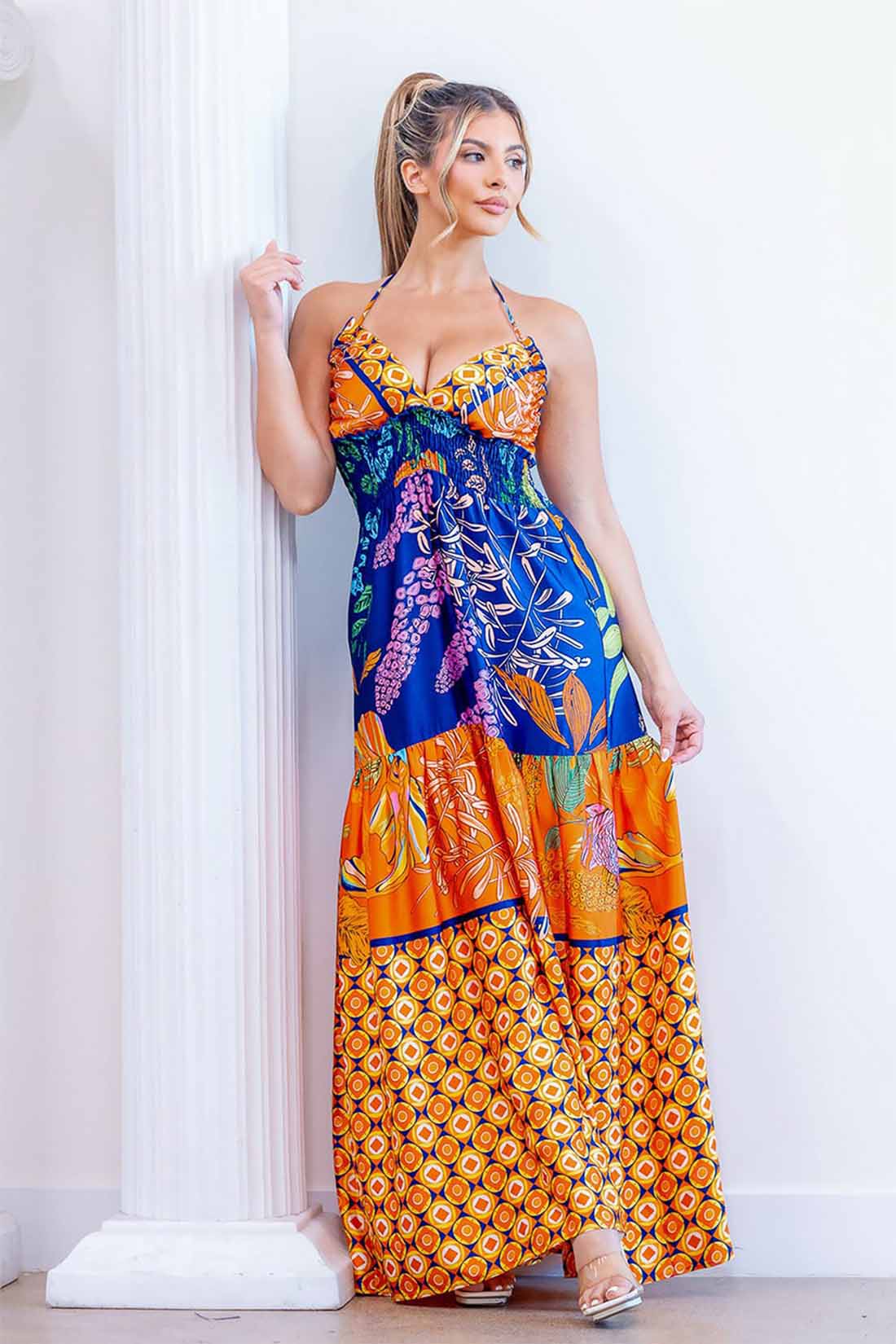 Valerie Orange Patch Maxi Dress – Summerpolitan