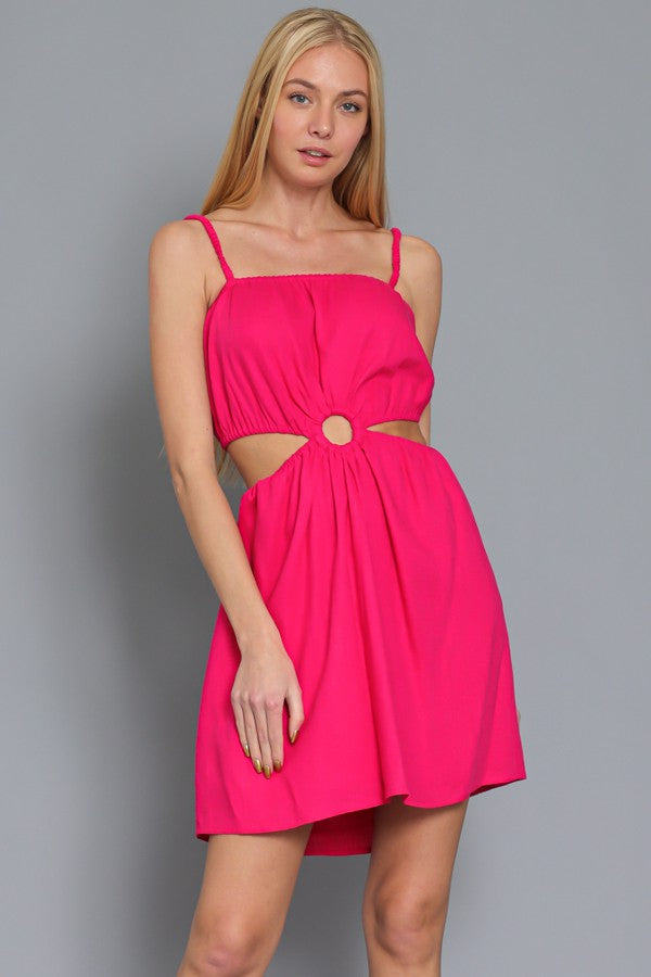 Fuchsia Cutout Mini Dress – Summerpolitan