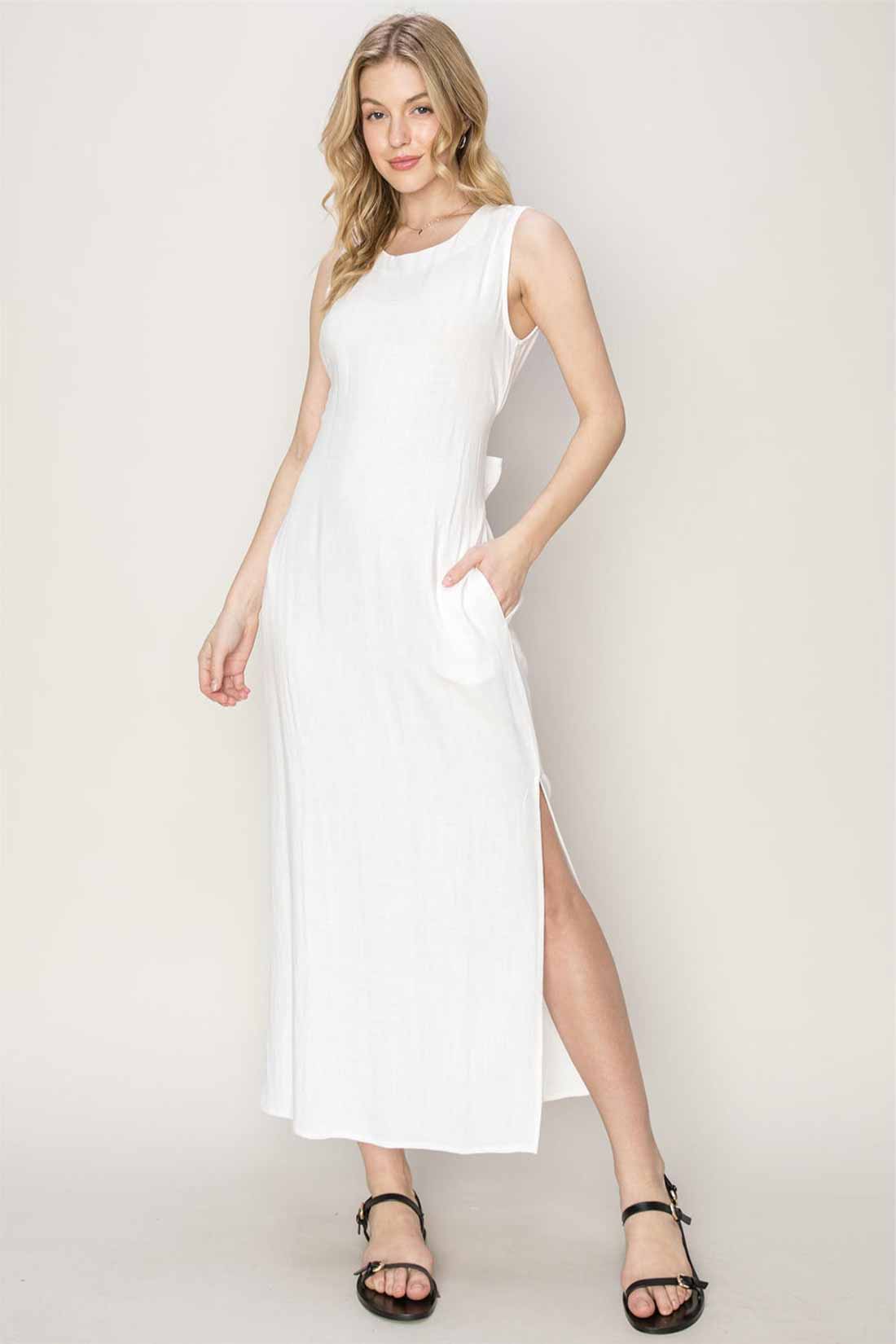 Gamboa White Linen Midi Dress – Summerpolitan